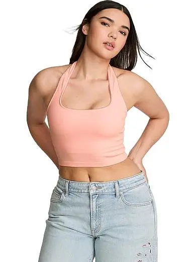 Pink Anywear Halter Cropped Tank - Orange