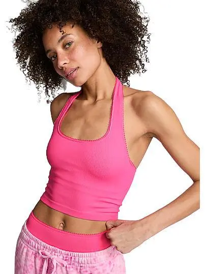 Pink Anywear Halter Cropped Tank - Pink