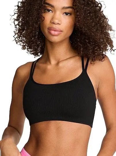 Pink Anywear Strappy Sports Bra - Black