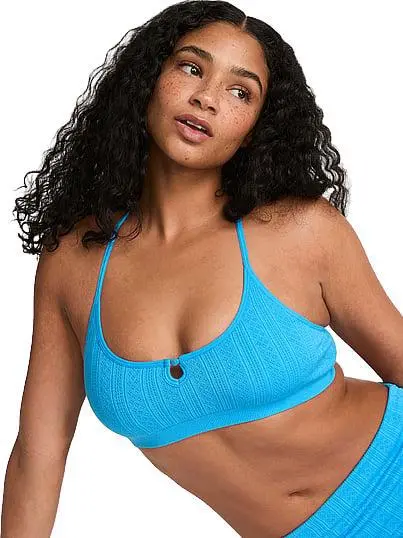 Pink Anywear Low-scoop Racerback Bra - Blue