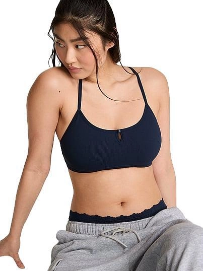 Pink Anywear Low-scoop Racerback Bra - Blue