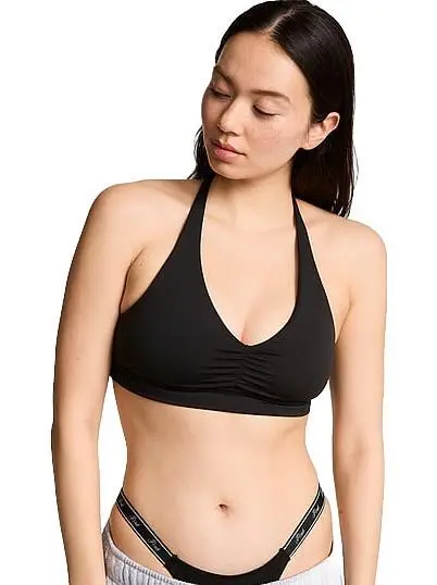 Pink Relay™ Ruched Plunge Sports Bra - Black