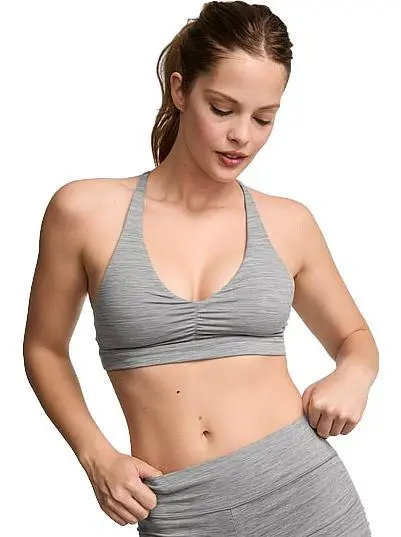 Pink Relay™ Ruched Plunge Sports Bra - Grey