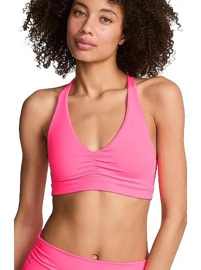 Pink Relay™ Ruched Plunge Sports Bra - Pink