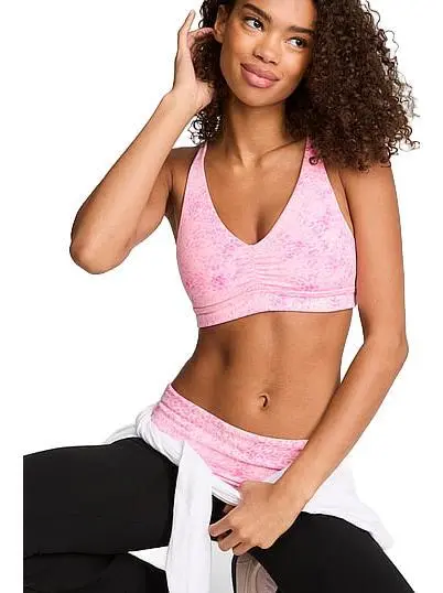 Pink Relay™ Ruched Plunge Sports Bra - Print