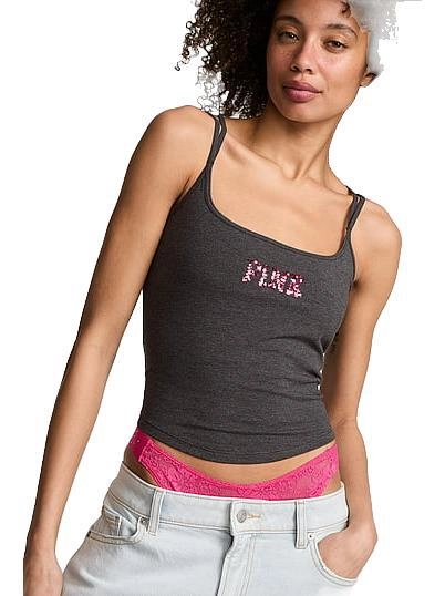 Pink All-day Cotton™ Strappy Tank Top - Grey
