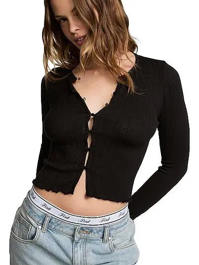 Pink Anywear Cropped Cardigan - Black