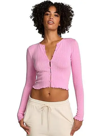Pink Anywear Cropped Cardigan - Pink
