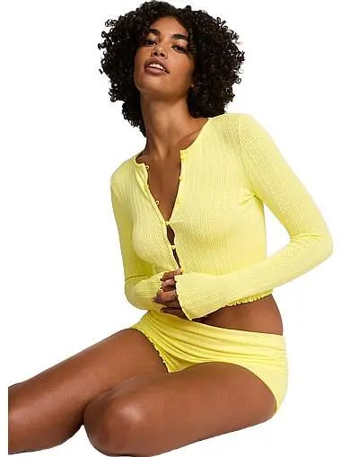 Pink Anywear Cropped Cardigan - Yellow