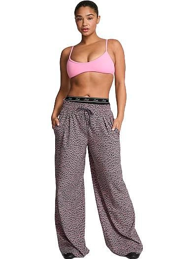 Pink Logo Jacquard Straight-leg Pants - Print