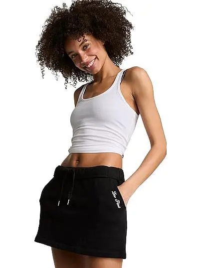 Pink Fleece Skort - Black