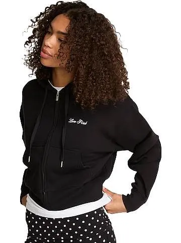 Pink Campus Fleece™ Shrunken Full-zip Hoodie - Black