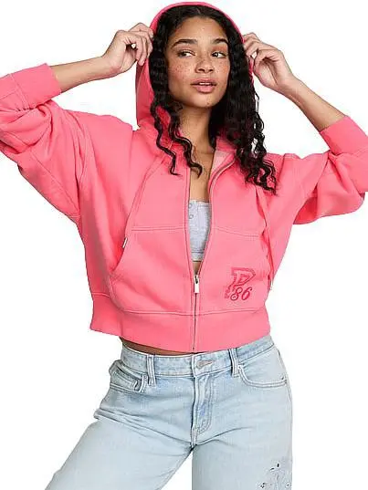 Pink Campus Fleece™ Shrunken Full-zip Hoodie - Pink