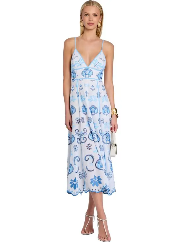 Charo Ruiz Ibiza Gardea Long Dress - White/blue