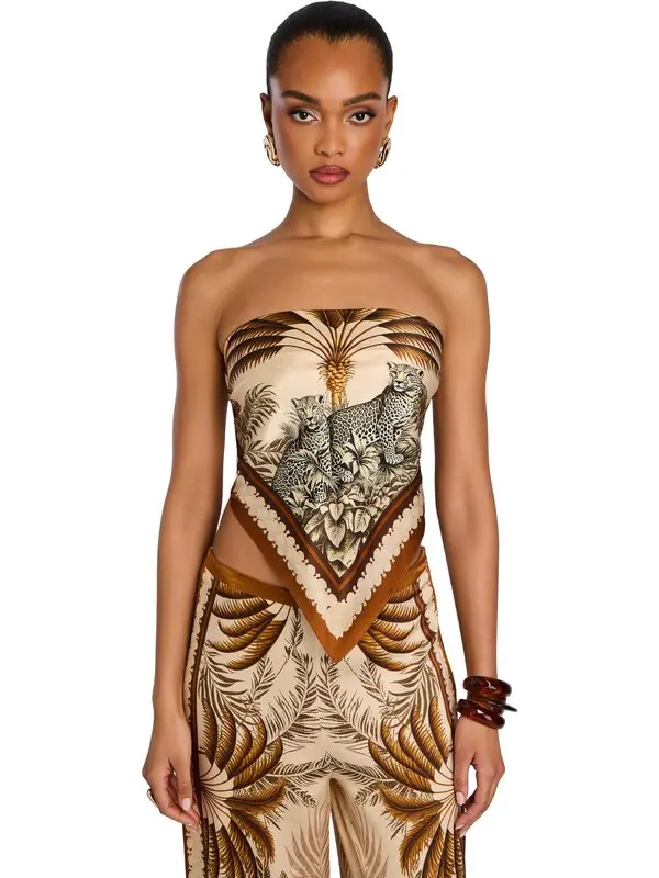 Retrofete Alivia Silk Top - Ochre Palma