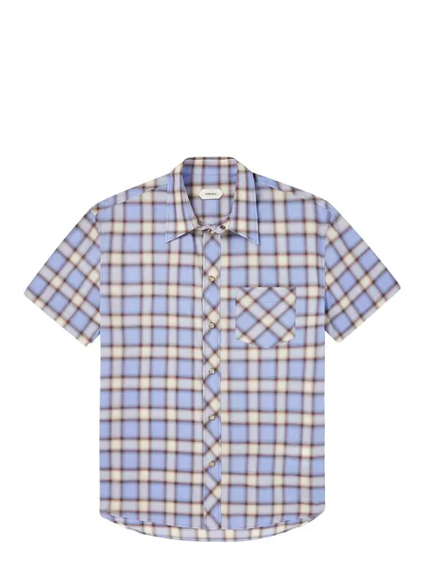 Versace Checked Cotton-poplin Shirt - Blue