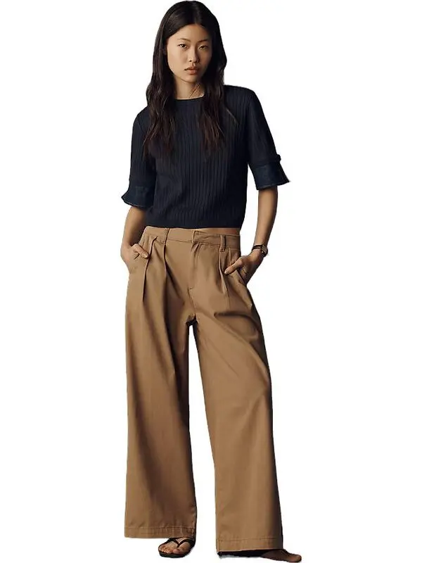 Maeve Pleated Track Trousers - Tan