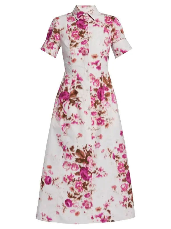 Erdem Floral Print Midi Shirt Dress - Pink