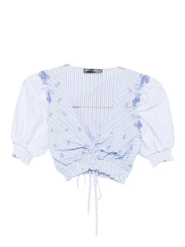 Ermanno Scervino Embroidered Cropped Top - Sky Blue
