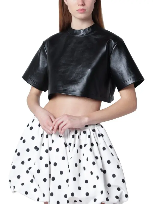 Balenciaga Cropped Leather Top - Black