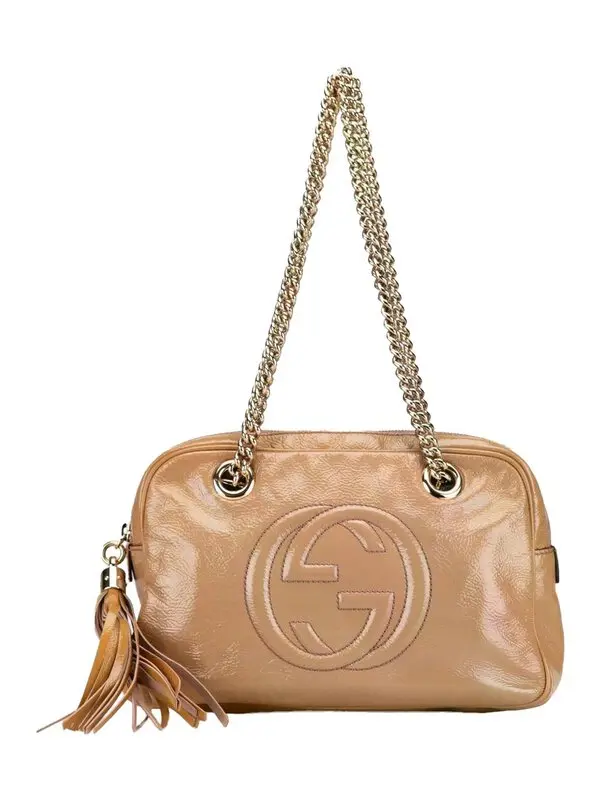 Gucci Patent Soho Chain Shoulder Bag - Brown