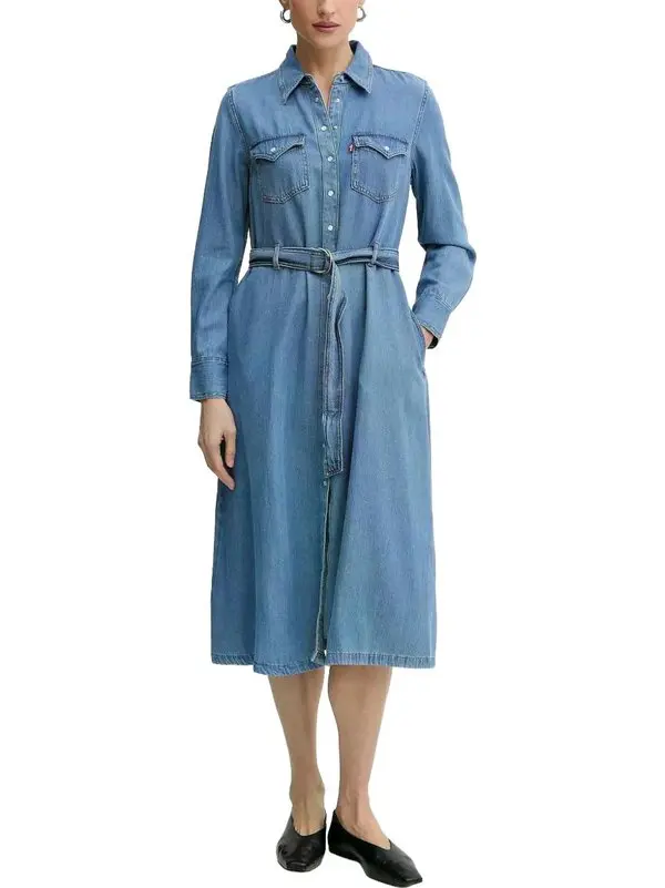 LEVI'S Belted Denim Shirt Dress - Blue