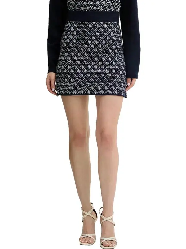 Guess Logo-jacquard Mini Skirt - Blue