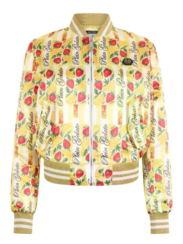Philipp Plein Striped Bomber Jacket - Yellow