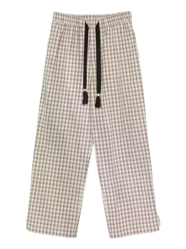 Nanushka Check-pattern Trousers With Tassel Detail - Neutrals