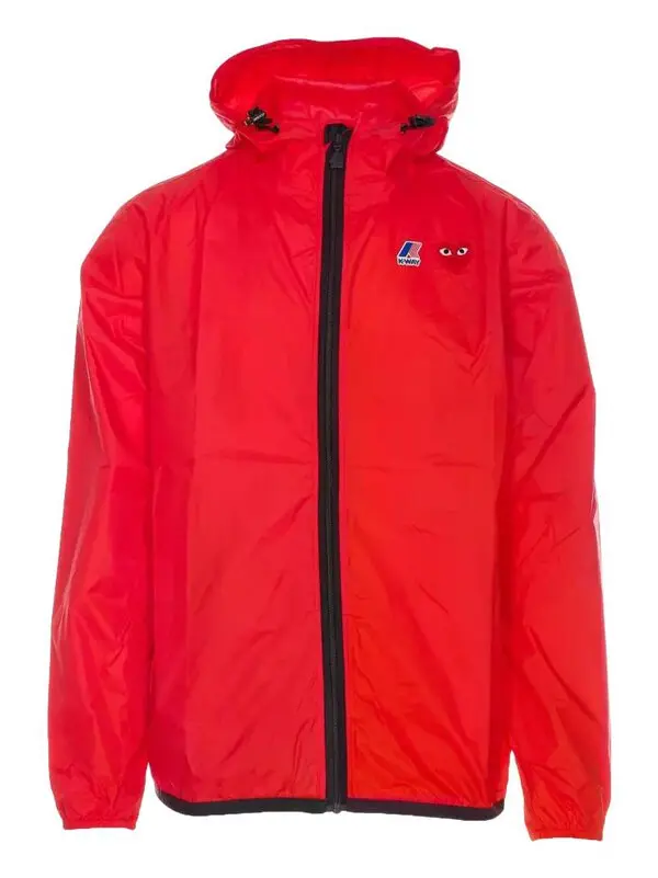 Play Comme Des Garcon X K-way Heart-logo Hooded Jacket - Red
