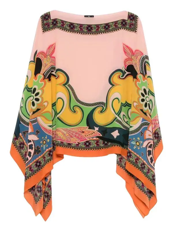 Etro Paisley-print Poncho - Pink