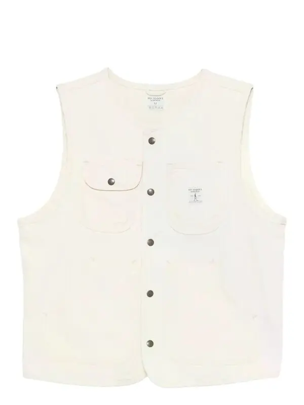 ROY ROGER'S Multi-pocket Sleeveless Gilet - White