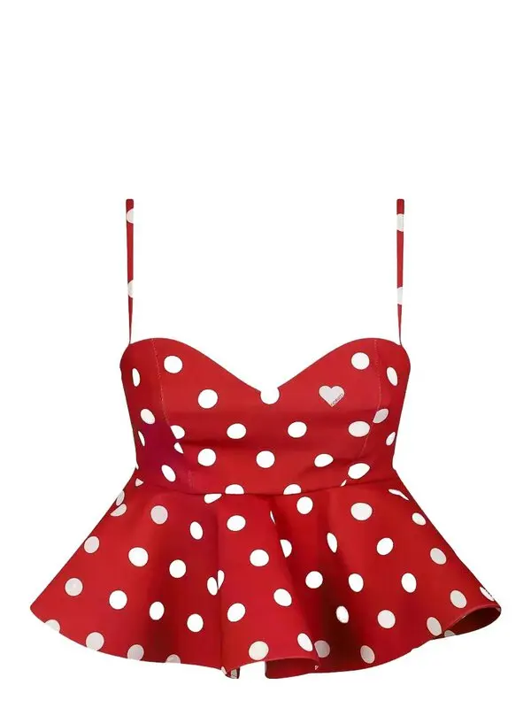 Fiorucci Polka Dot Ruffle-trim Top - Red