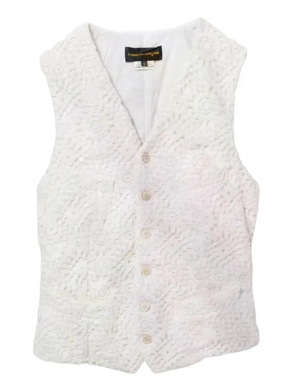 Comme Des Garçons Floral-embroidered Vest - White