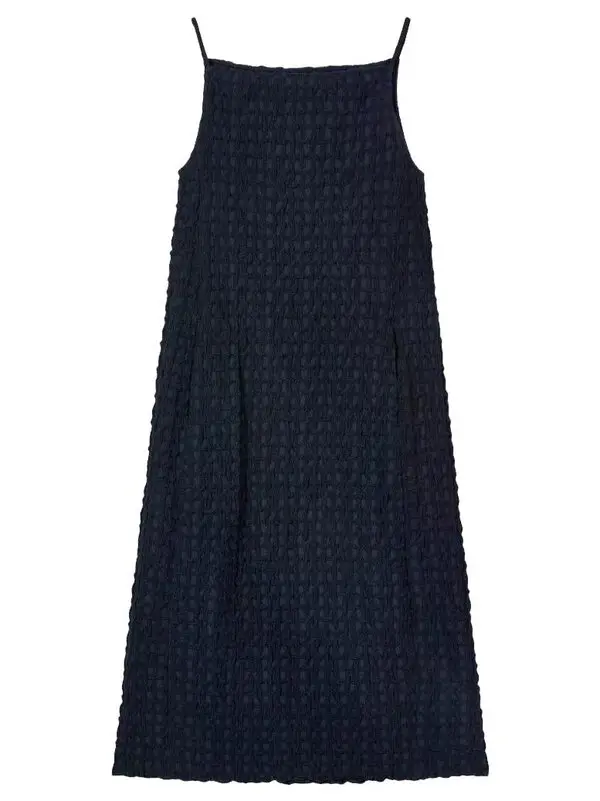 STUDIO TOMBOY Textured Tie-fastening Midi Dress - Blue