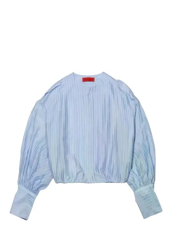 THELATEST Striped Puff-sleeve Blouse - Blue