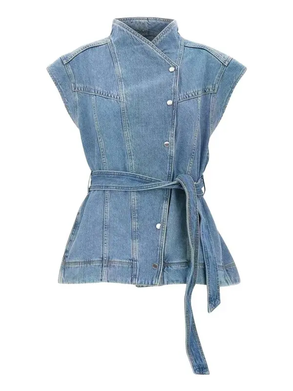BOSS Belted Denim Vest - Blue
