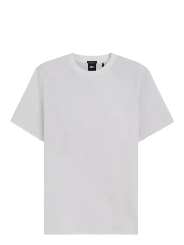 BOSS Cotton T-shirt With Jacquard Pattern - White