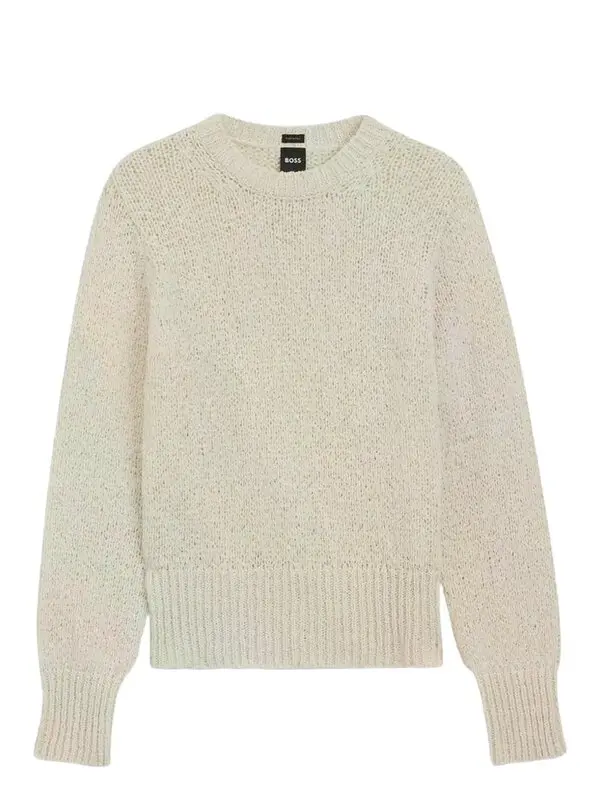 BOSS Open-knit Ribbed-trim Sweater - Neutrals