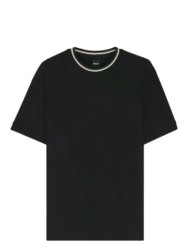 BOSS Stripe-trim T-shirt - Black
