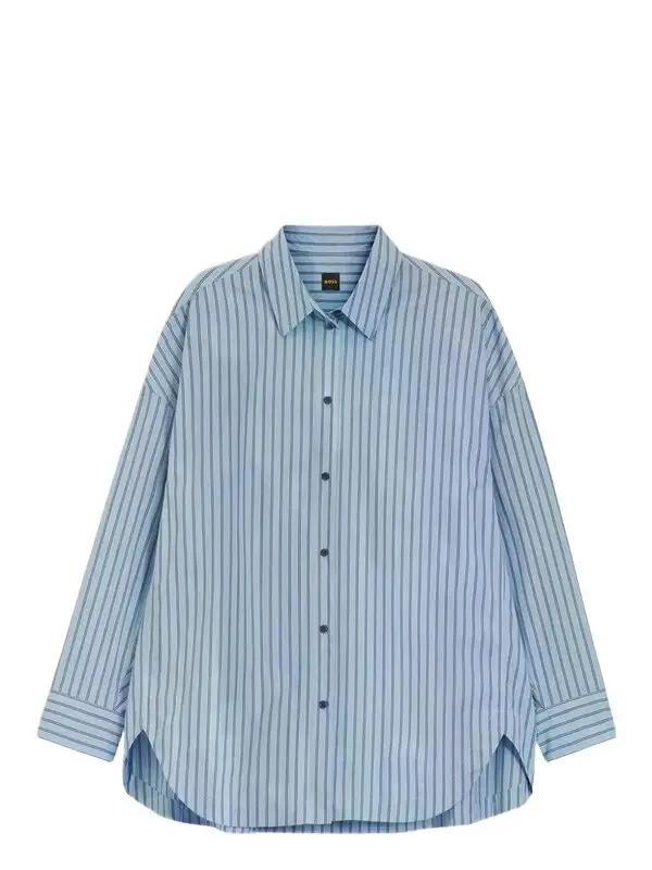 BOSS Striped Oversized Shirt - Blue
