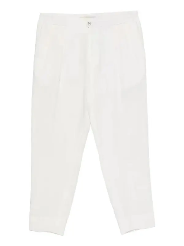 BRIGLIA 1949 Pleated Cropped Trousers - White