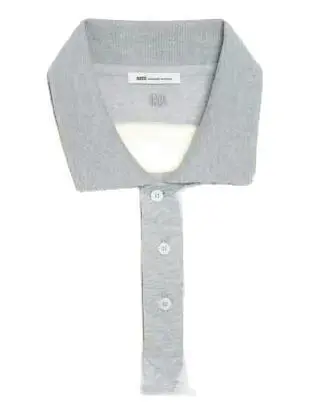 Ami Stripped Long-sleeved Polo Shirt - Grey