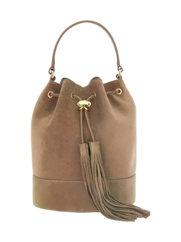GIANVITO ROSSI Sienna Tassel-detail Bucket Bag - Neutrals