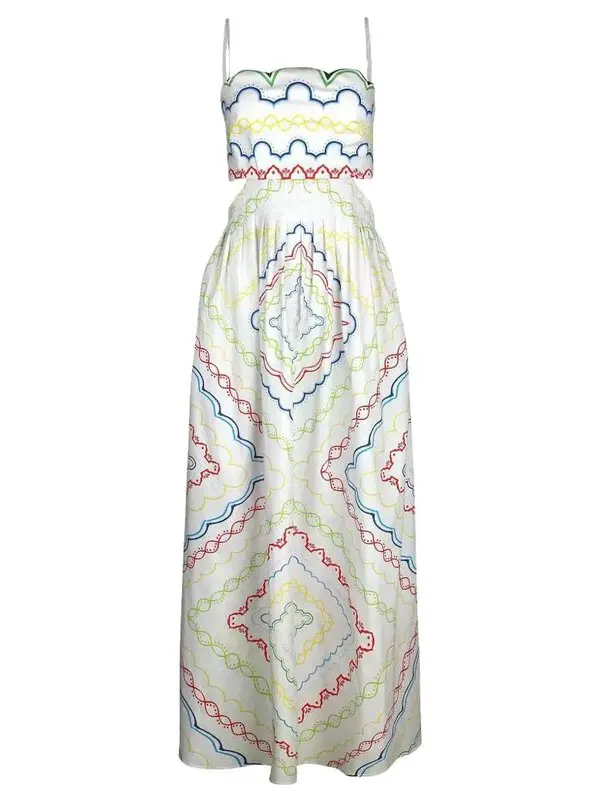 MARY KATRANTZOU Finley Geometric-print Cutout Midi Dress - White