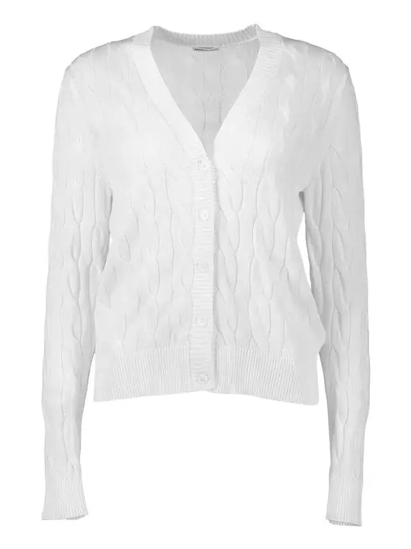 Minnie Rose Classic Cable Knit Cardigan - White