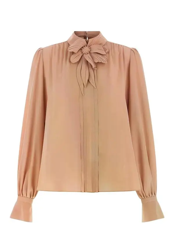 Valentino Garavani Floral-appliqué Pleated Top - Neutrals