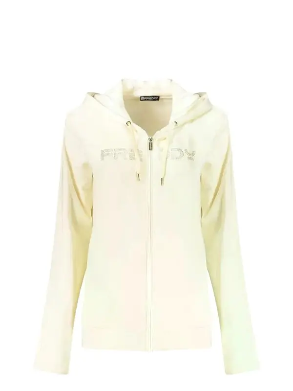 FREDDY Rhinestone Logo Zip-up Hoodie - Neutrals