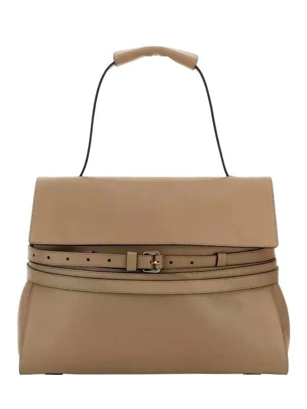 Moschino Belted Leather Shoulder Bag - Neutrals