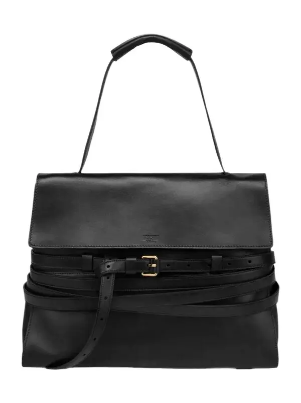 Moschino Belted Leather Shoulder Bag - Khaki